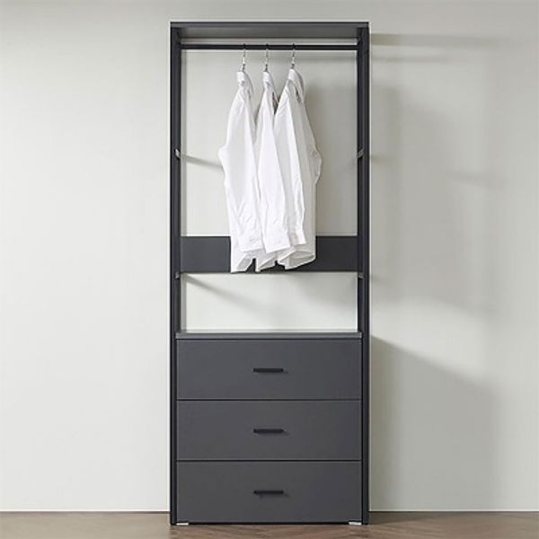 shoppingplan 스틸 3단서랍장 드레스룸 행거장(800mm) (다크그레이) - 핫트랙스