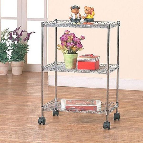 hplusmall 메탈랙450 3단 이동식 트롤리 트레이 거실 선반 틈새 - 핫트랙스