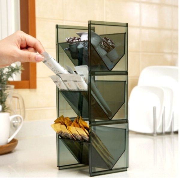 hplusmall 2색 1개 적층 티백정리함 커피 믹스 스(WCC09BD) - 핫트랙스