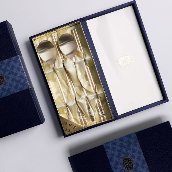 kitchen malling [케이스] 방짜유기 은상감 국산 수저 2벌 3종 택1 - 핫트랙스