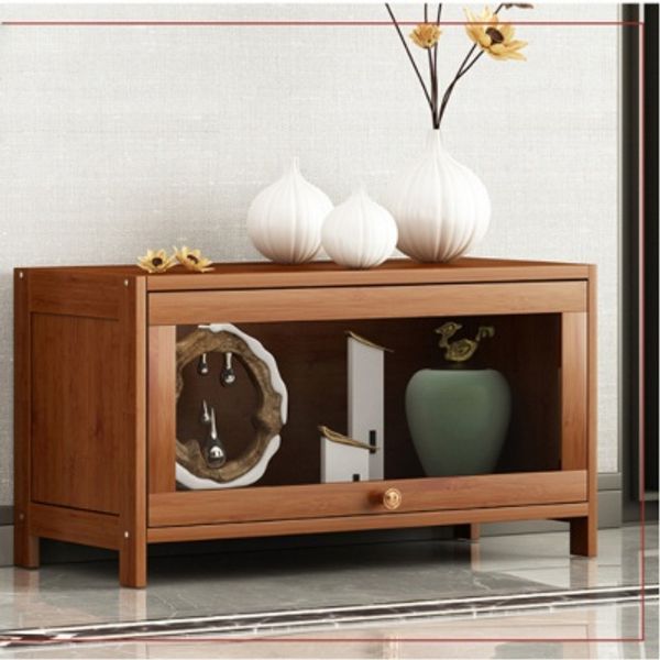 shoppingplan 대나무 1단 인테리어 거실 진열장(80cm) 원목 장식장 - 핫트랙스