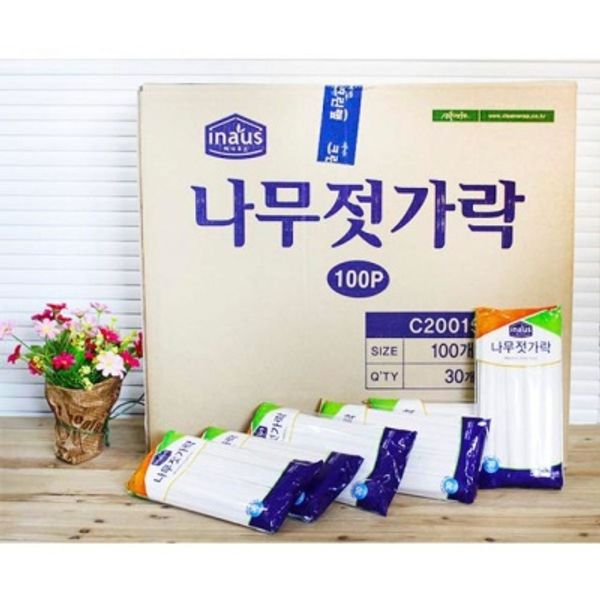 hplusmall 크린랲 일회용 나무 젓가락 30P 100개입 - 핫트랙스