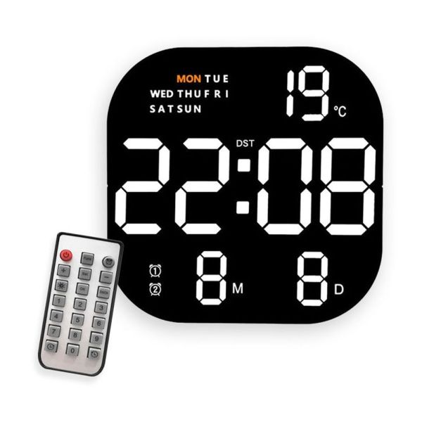 hplusmall 스마트 캘린더 온도 표시 디지털 LED 무소음 전자 벽 - 핫트랙스