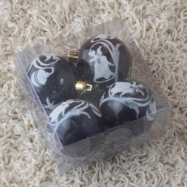 shoppingplan 4p 크리스마스 블랙 유광볼 트리장식 트리재료 - 핫트랙스