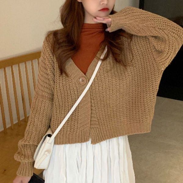 hplusmall 여성 하찌짜임 가디건 1P 간절기 여리핏 숏가디건[WBD - 핫트랙스