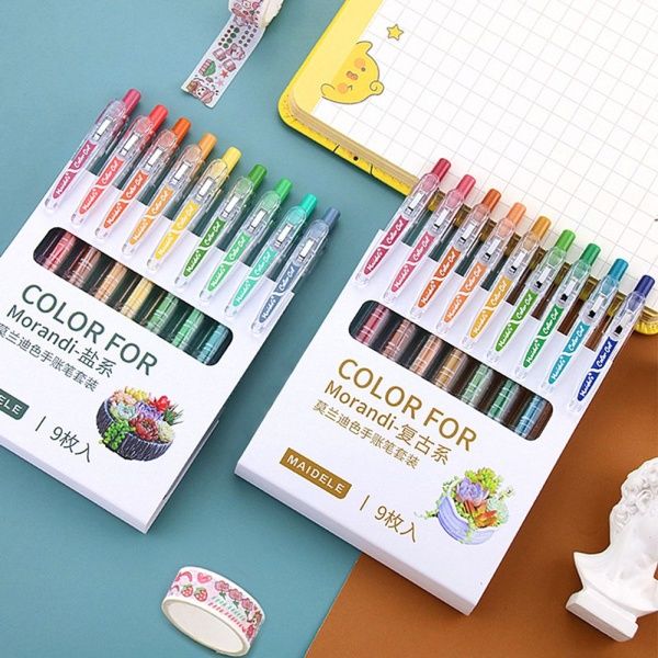 hplusmall 0.5mm 9컬러 볼펜세트 필기도구 사무용품 꾸미기[WBC5 - 핫트랙스
