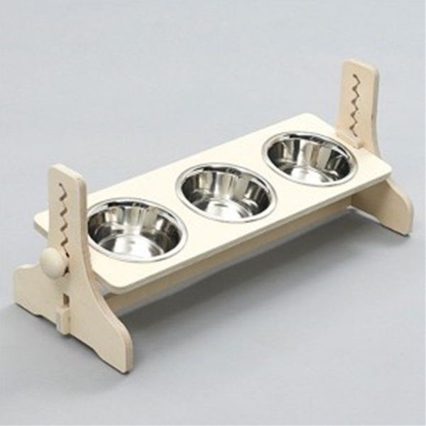 hplusmall D17 애견 높이조절 원목식탁 3구 (스텐) 344 - 핫트랙스