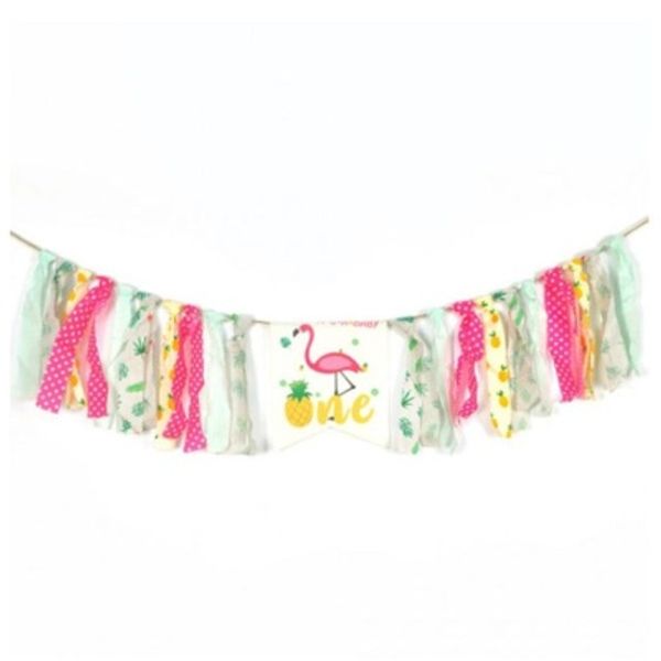 hplusmall PW 패브릭리본첫돌가랜드(홍학) 파티장식 배너 생일 - 핫트랙스