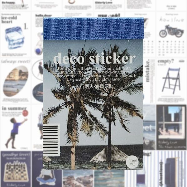 hplusmall 다꾸스티커북 코디 빈티지 감성 소품 라벨 50매 블루[ - 핫트랙스