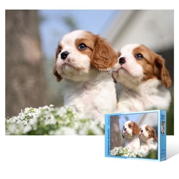 hplusmall 150피스 직소퍼즐 - 스페니얼 쌍둥이 형제 - 핫트랙스
