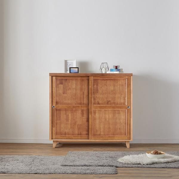 HITGAGU L2112 고무나무 원목 슬라이드 수납장 1color - 핫트랙스