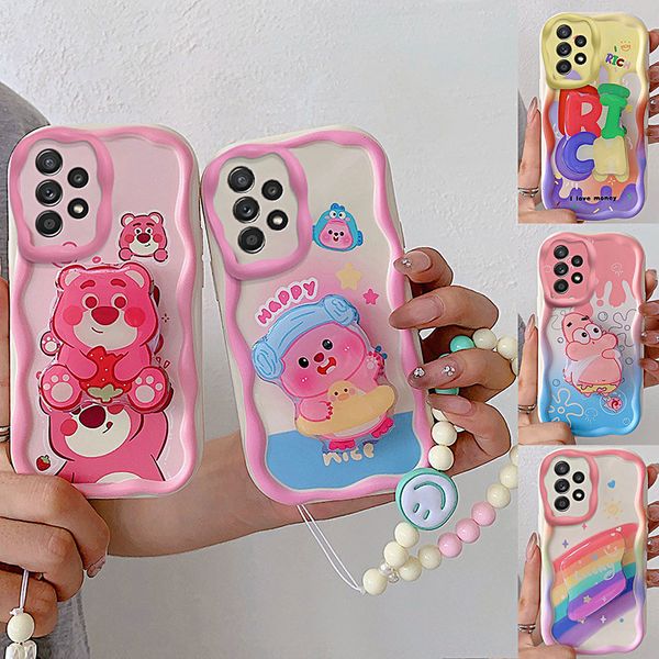 MUARGOS 갤럭시 a34 a33 a32 귀여운 캐릭터 거치대 물결케이스 - 핫트랙스