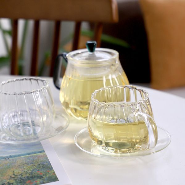 kitchen malling 르겐 펌킨 거름망 내열유리 티포트 찻잔 2인 세트 - 핫트랙스