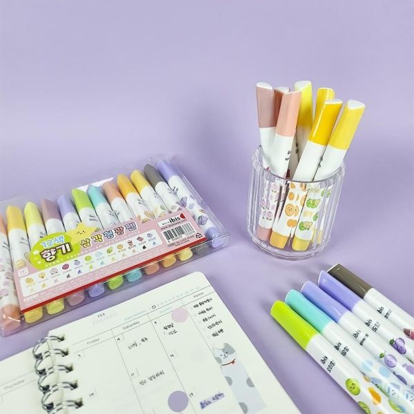 hplusmall 아이비스 15000 12색향기삼각형광펜(CR) 1박스 72개입 - 핫트랙스