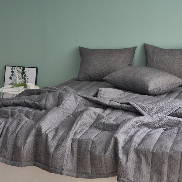 hplusmall 더크린 윈디 시어서커 누빔이불토퍼세트 Q그레이[WB9E - 핫트랙스