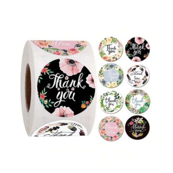 hplusmall 8종믹스 플라워 땡큐 스티커 500매 다꾸 답례품 감사[ - 핫트랙스