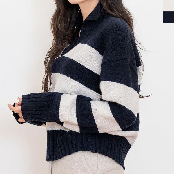 hplusmall 스웨터 오버핏 라운드 빅사이즈라운드넥 티 캐쥬얼[WC - 핫트랙스