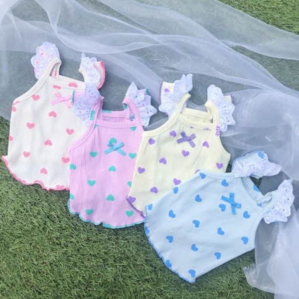 hplusmall 강아지 하트 리본 나시티 1P 반려견 여름 레이스티[WD - 핫트랙스