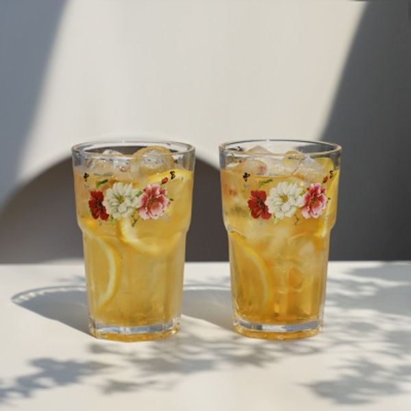 kitchen malling 플라워 레트로 압화 하이컵 310ml 2p세트 - 핫트랙스