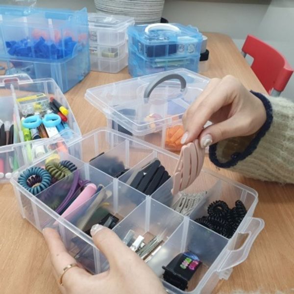 hplusmall 3단 칸분리 적층형 소품정리함 중형 반투명 - 핫트랙스