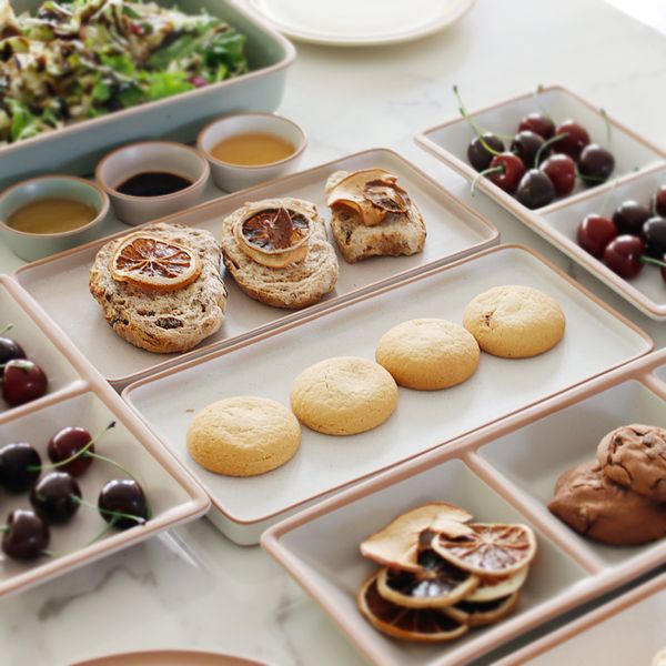 CHERRY HOUSE 국산 도자기 그린들리 클레이 직사각접시1p 2color - 핫트랙스