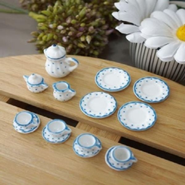 hplusmall 블루 도트 도자기 미니어처17P - 핫트랙스