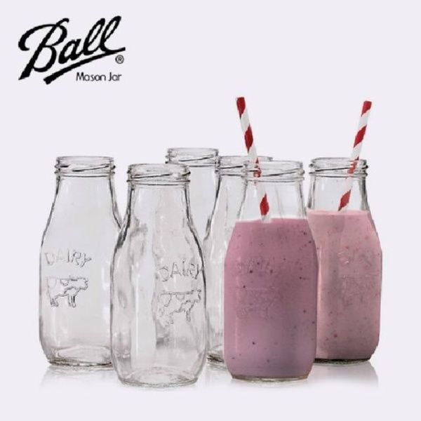 hplusmall 볼 메이슨자 컨츄리 밀크보틀 6p 세트 10.5oz(300ml)[ - 핫트랙스