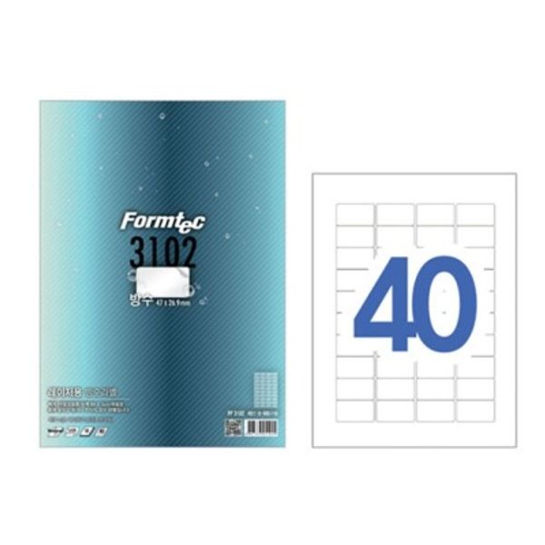 hplusmall 폼텍 방수라벨지 PP3102 40칸 10매x2개 - 핫트랙스