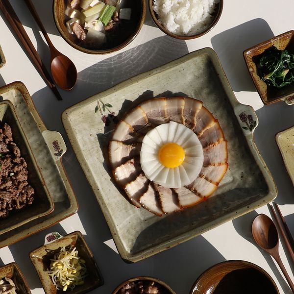 kitchen malling 국산 도자기 모리 라벤더 사각 손접시 2size 택1p - 핫트랙스