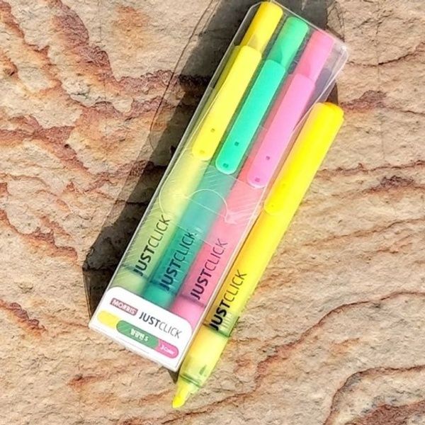 hplusmall 모리스 JUSTCLICK 노크식 Slim 형광펜 S-Vivid 3색set - 핫트랙스