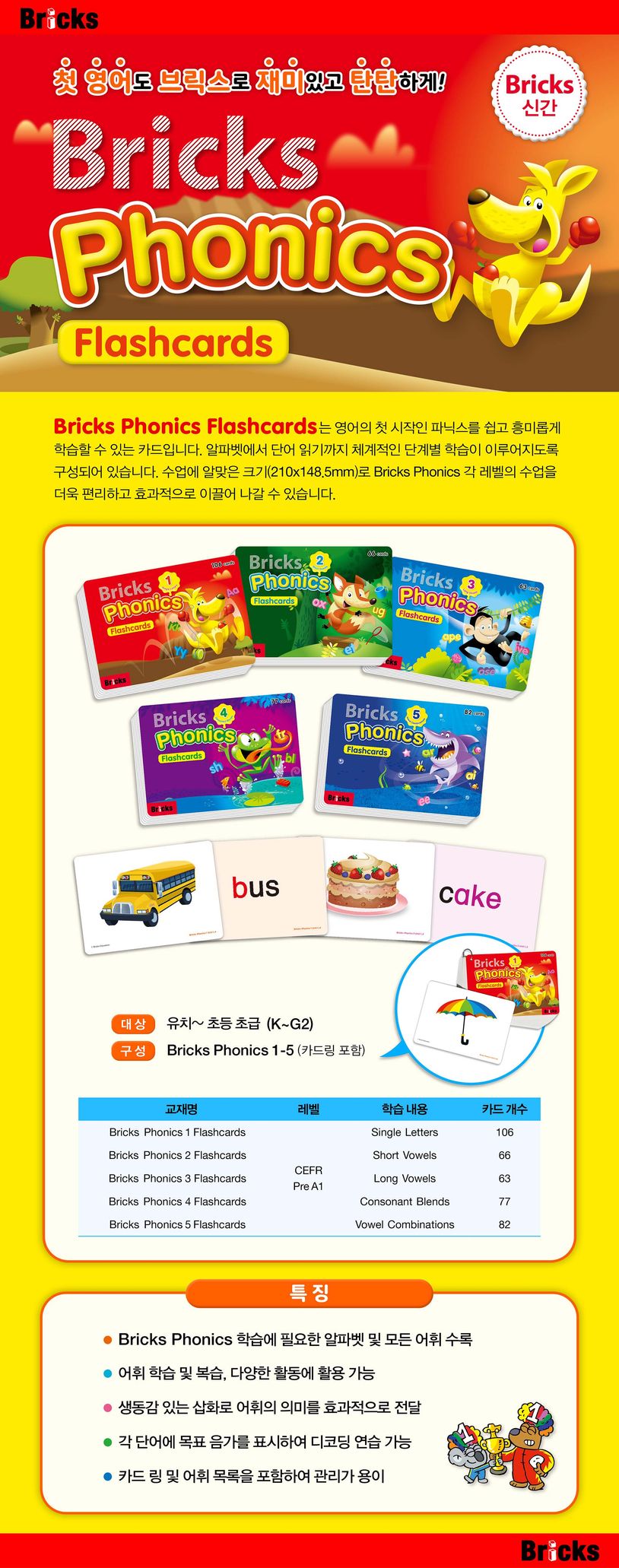 Bricks Phonics Flash cards 1 | Mike Whale - 교보문고