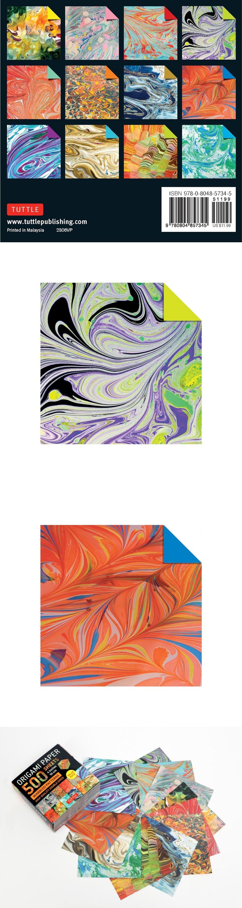 Origami Paper 500 Sheets Marbled Patterns 4 (10 CM) | Tuttle Studio - 교보문고
