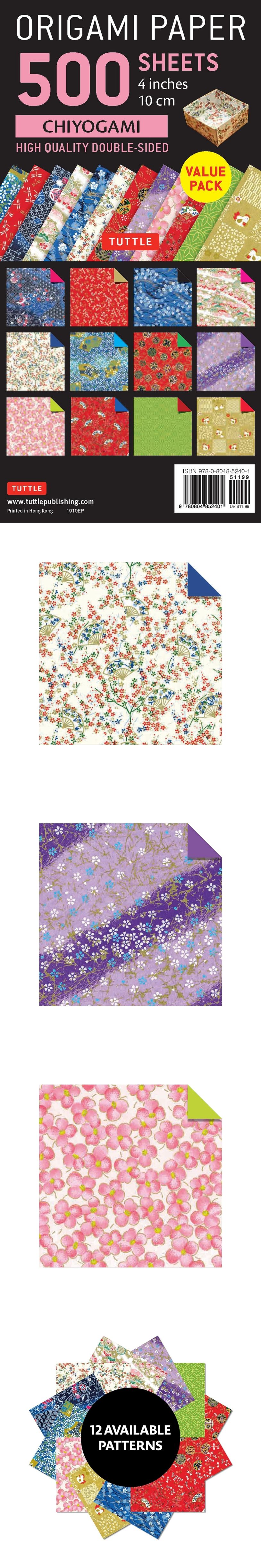Origami Paper 500 Sheets Chiyogami Patterns 4 (10 CM) | Tuttle ...