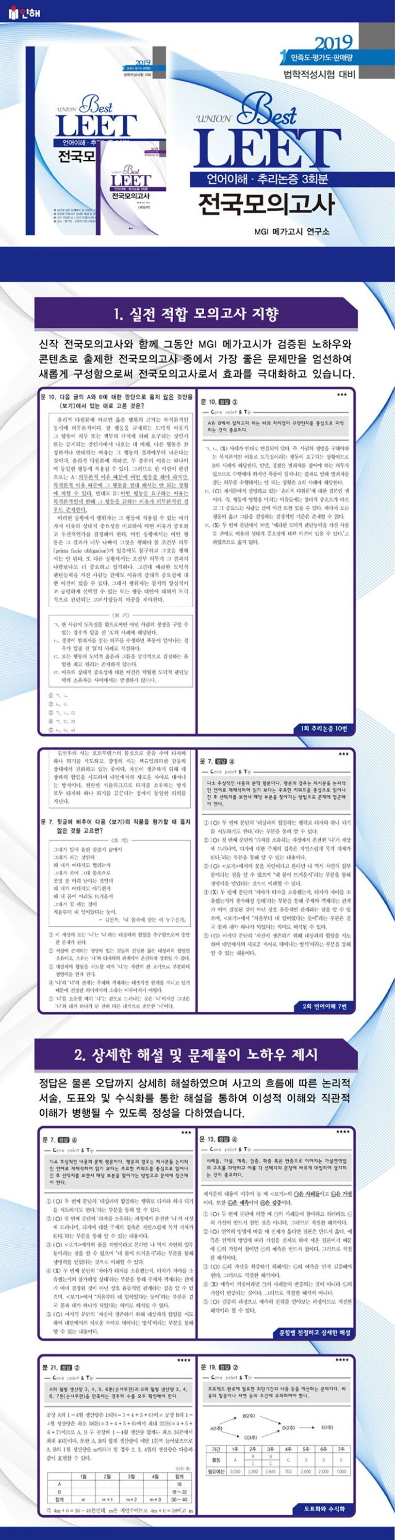 LEET 전국모의고사(2019) | MGI 메가고시 연구소 - 교보문고